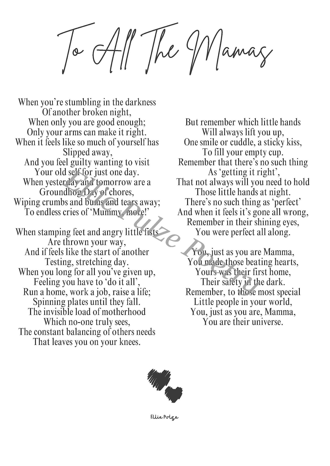 To All the Mamas, Printable Poem, Motherhood Poem, Downloadable Poem ...