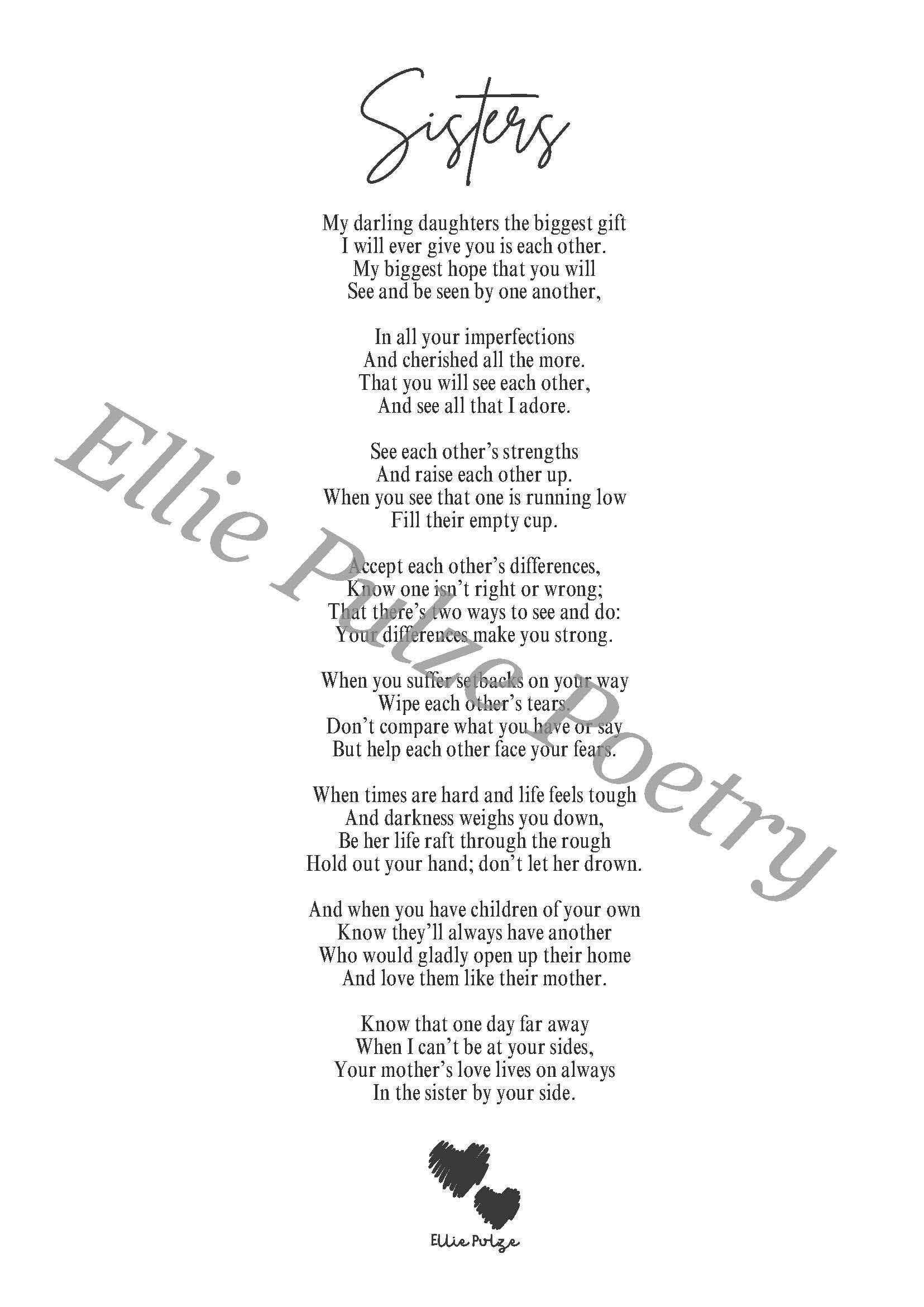Sisters Printable Poem, Downloadable Poem, Sisterhood. - Etsy