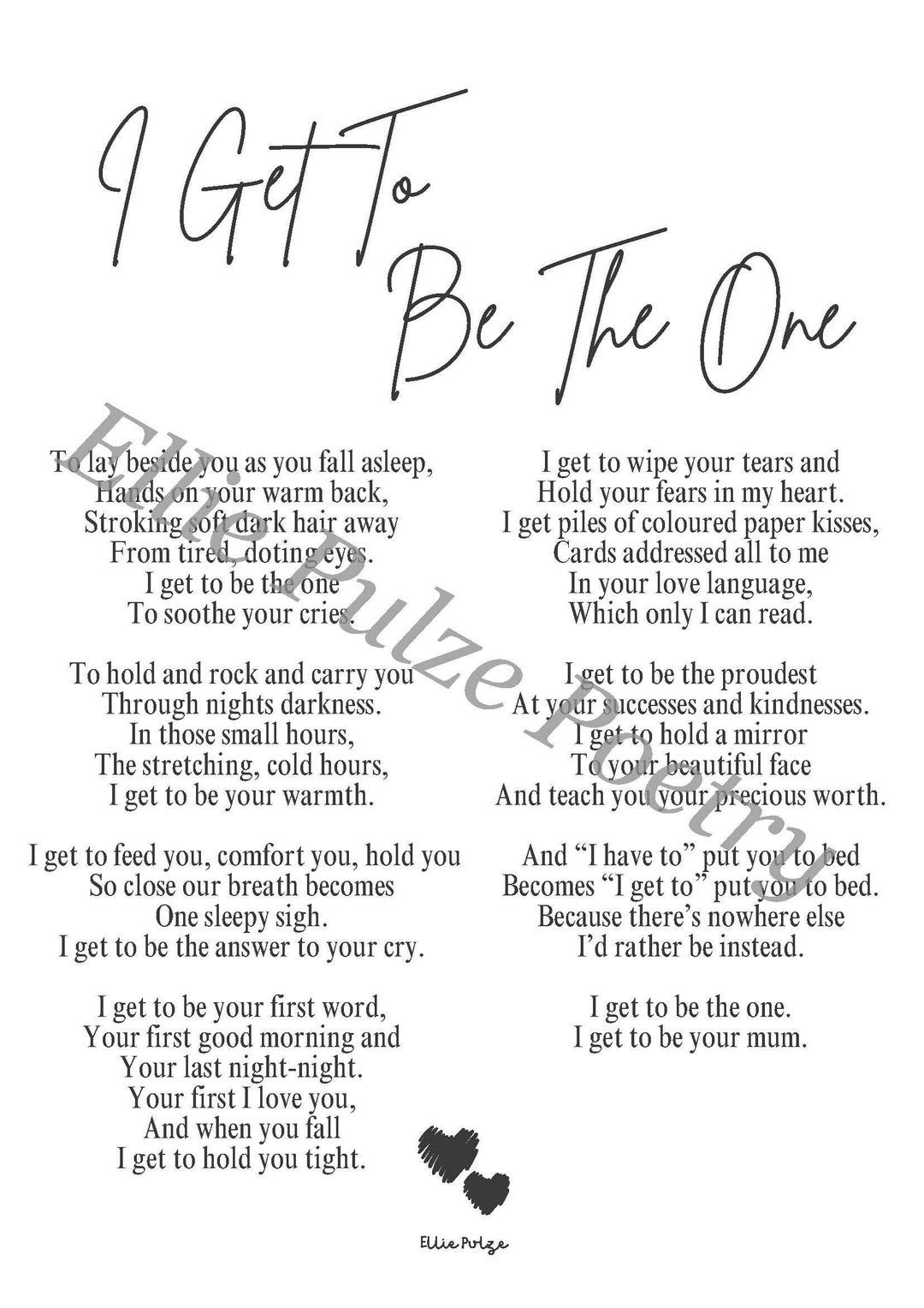 I Get to Be the One, Motherhood Poem, Mum Poem, Mom Poem. - Etsy