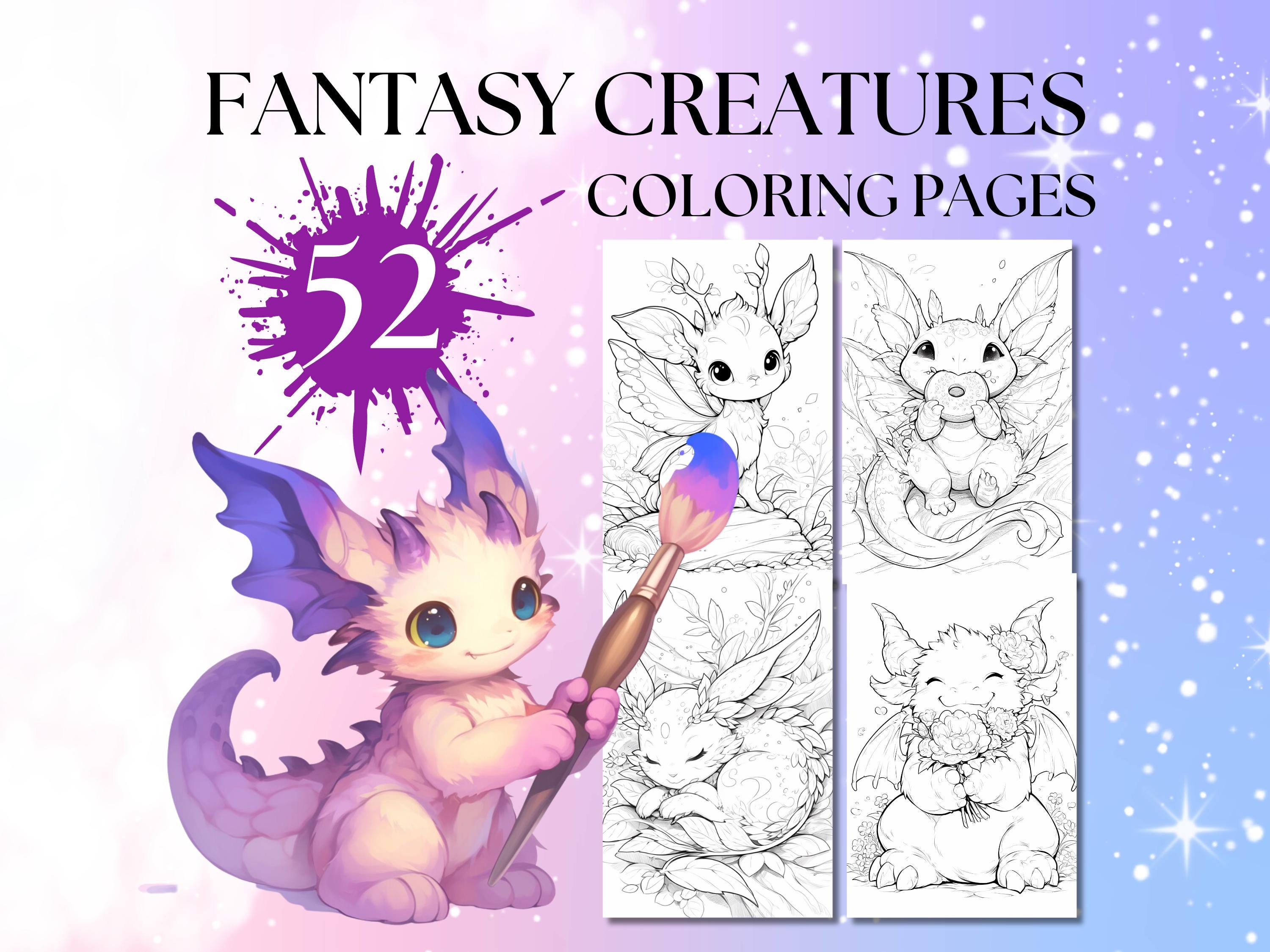 52 Super Cute Fantasy Creatures Coloring Pages for Kids and Adults ...