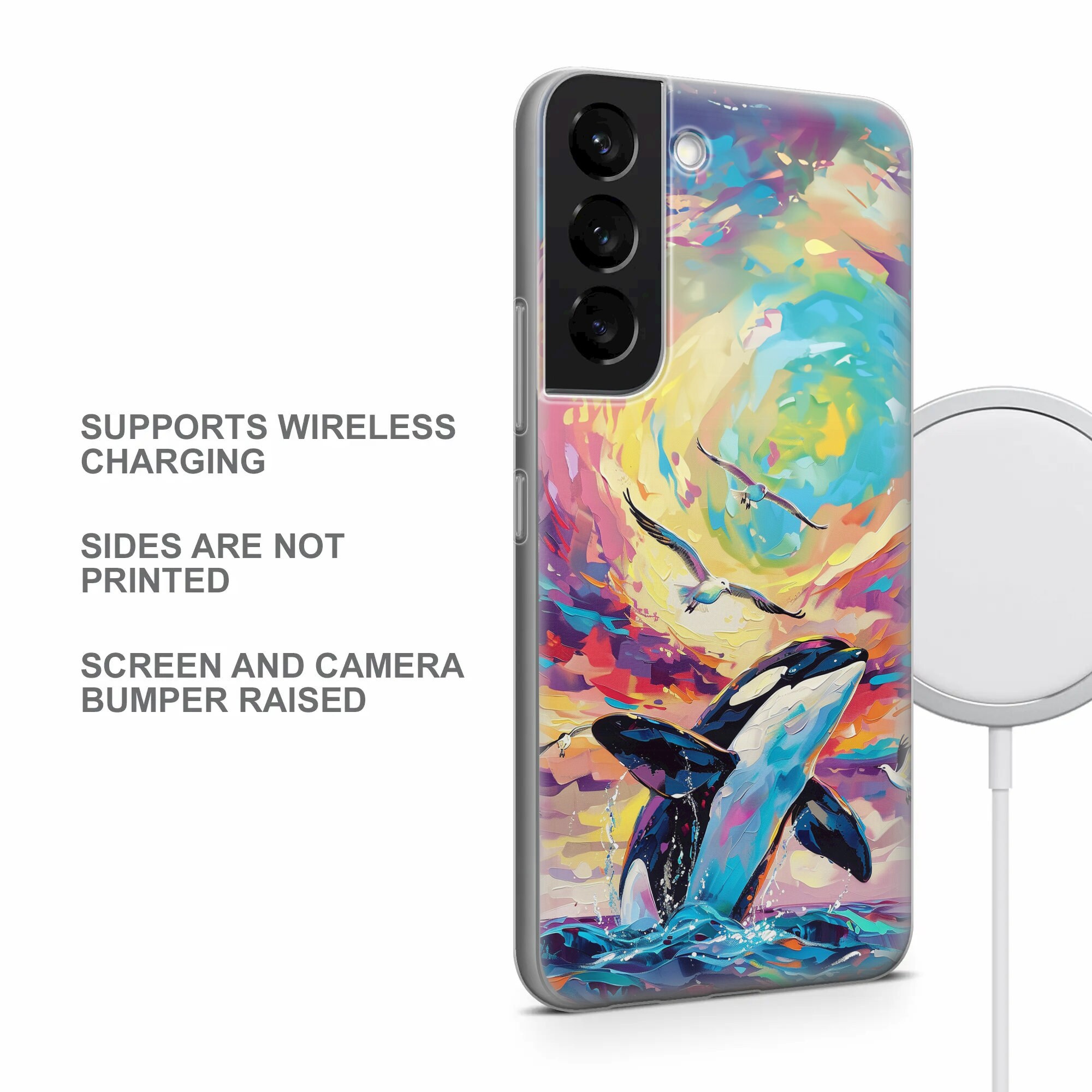 Orca Whale Phone Case Sunset Cover for Samsung Galaxy S24 S23 FE S22 ...