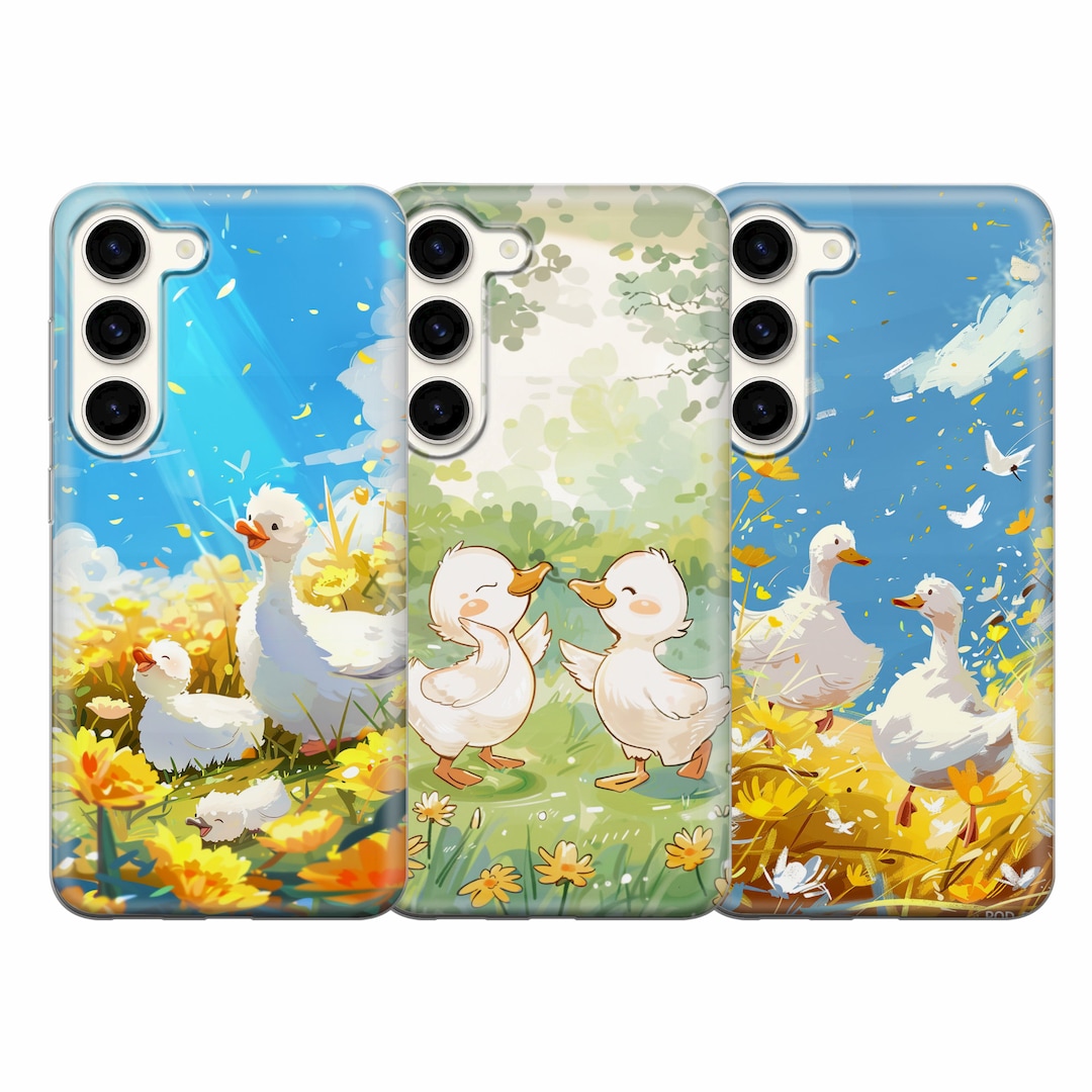 Joyful Ducks Phone Case Yellow Flowers Cover for Samsung Galaxy S24 S23 ...