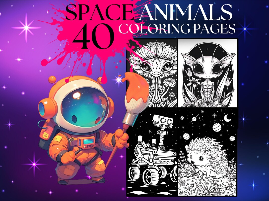 40 Space Animals Coloring Pages Digital Download, Printable PDF File - Etsy