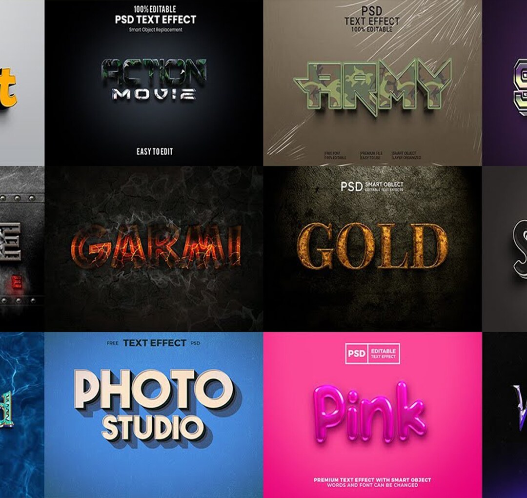 5000 Set 3D Adobe Photoshop Text Effects Bundle Title Poster PSD Font ...