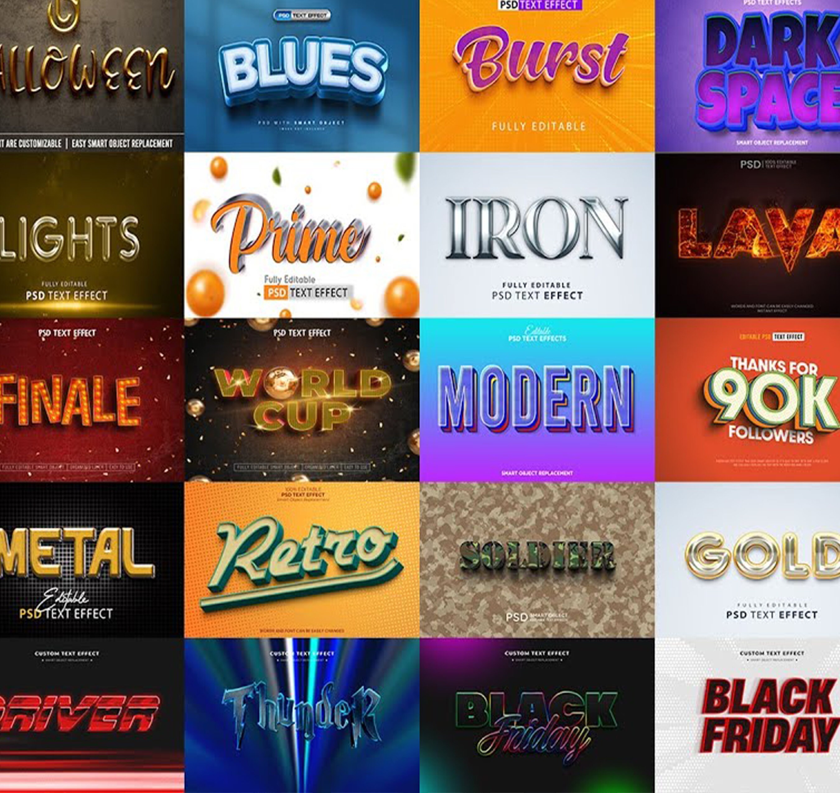 5000 Set 3D Adobe Photoshop Text Effects Bundle Title Poster PSD Font Editable Title Bundle ...