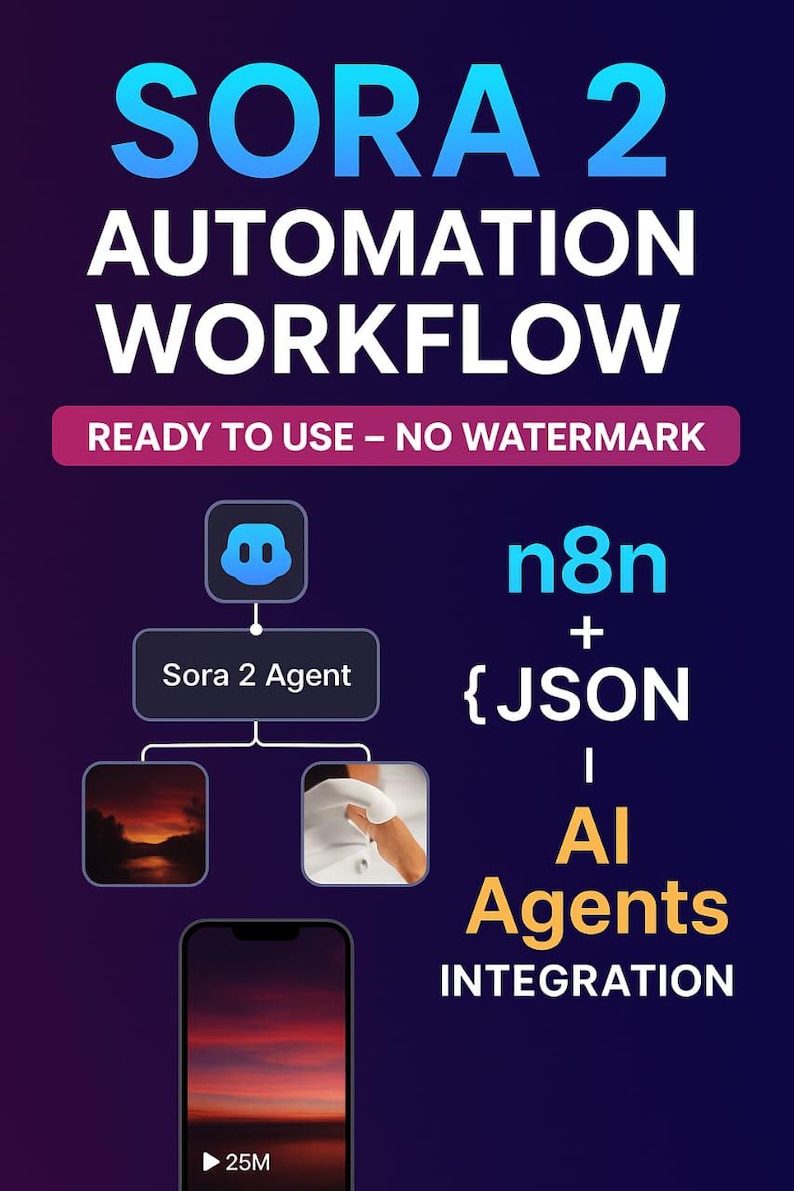 Sora 2 Automation Workflow | N8n AI Agents Integration | JSON Files | No Watermark | Full ...