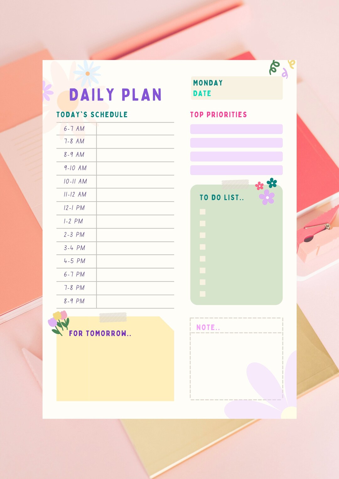 Personal Daily Planner Work From Home Planner Woman Daily Planner ...