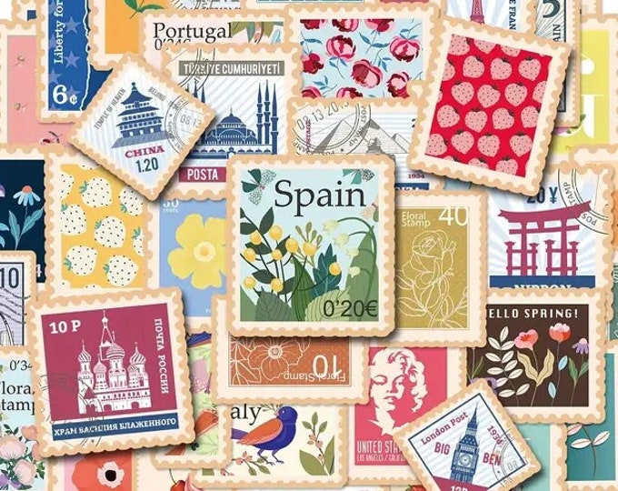 Vintage Travel Stamp Sticker Pack Retro Waterproof Vinyl Stickers ...