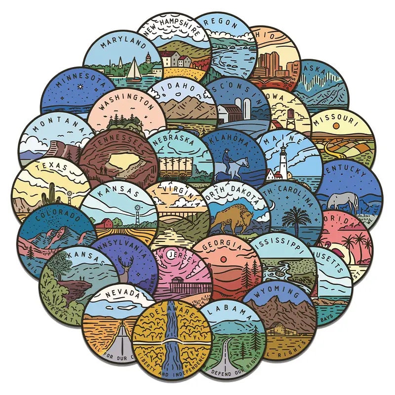 United States Sticker Pack States of the US 50 States Decals Scrapbook ...