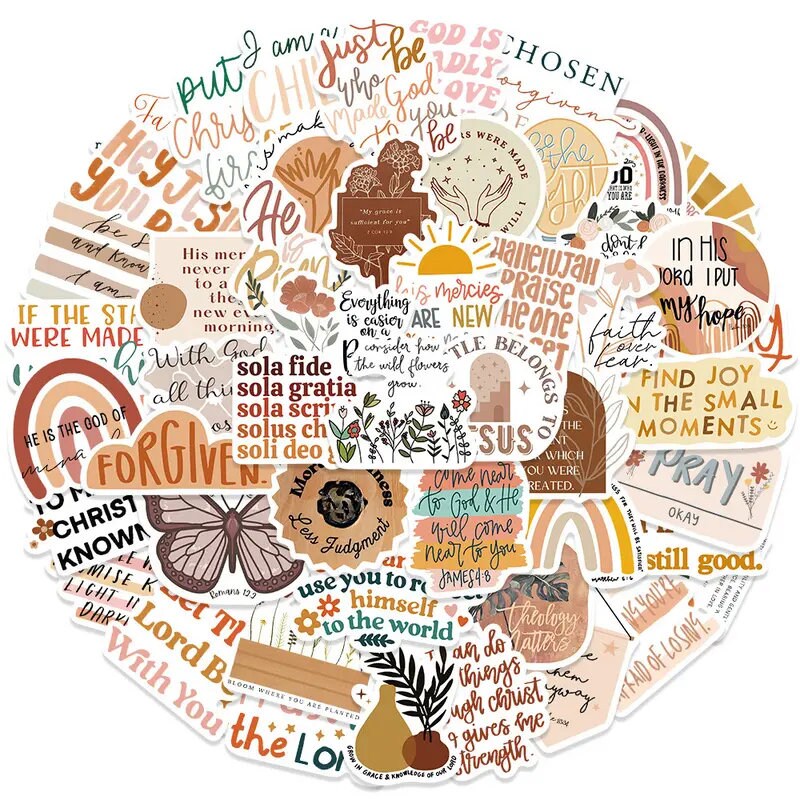 Bohemian Jesus Phrase Sticker Pack Aesthetic Cute Funny Decals Cartoon ...