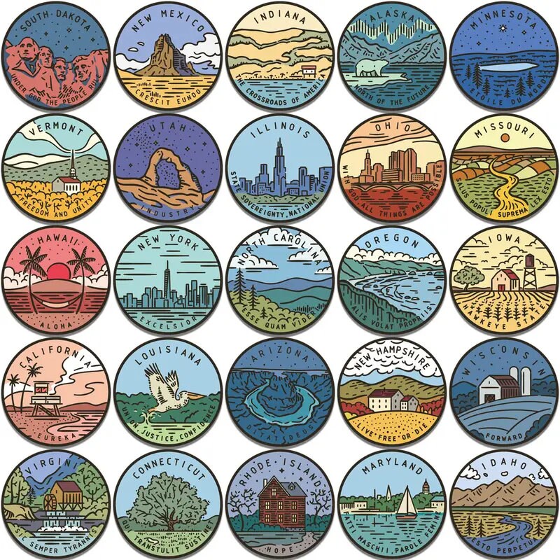 United States Sticker Pack States of the US 50 States Decals Scrapbook ...