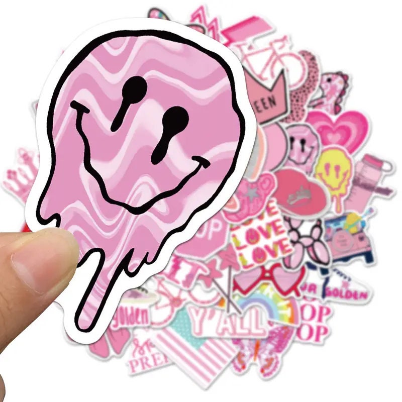 Pink Party Theme Stickers Aesthetic Waterproof Cute Vinyl Stickers Pink ...