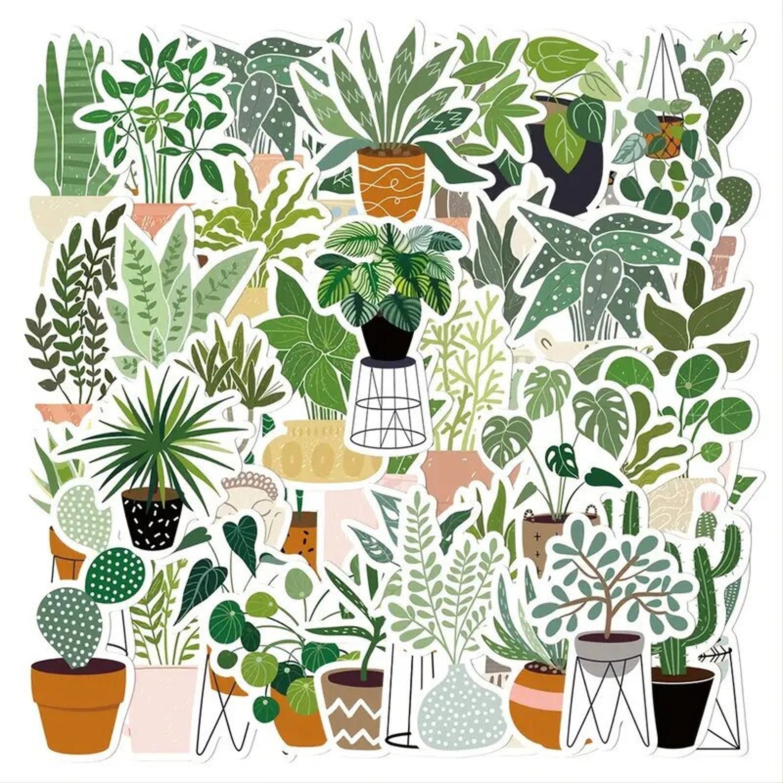 Potted Plants Sticker Pack Chic Floral Laptop Decal College Student ...