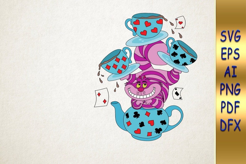Cheshire Cat Svg File, Cartoon Cat Png, Digital Download, Alice Cat Svg ...