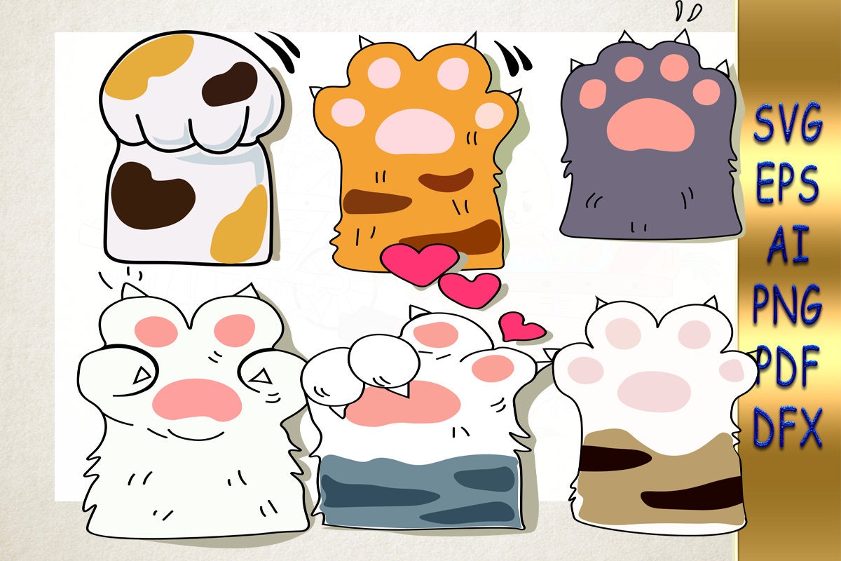 Cat Paws, Pet Pawprint Cartoon Clipart of Cute Paws. Vector Format Svg ...
