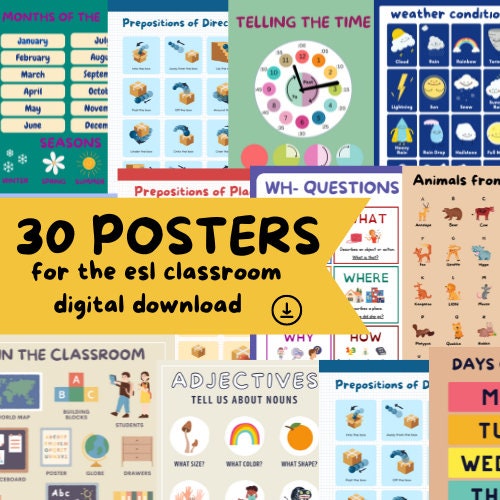 30 Esl Classroom Posters, ESL Teacher, Learn English, English Classroom ...