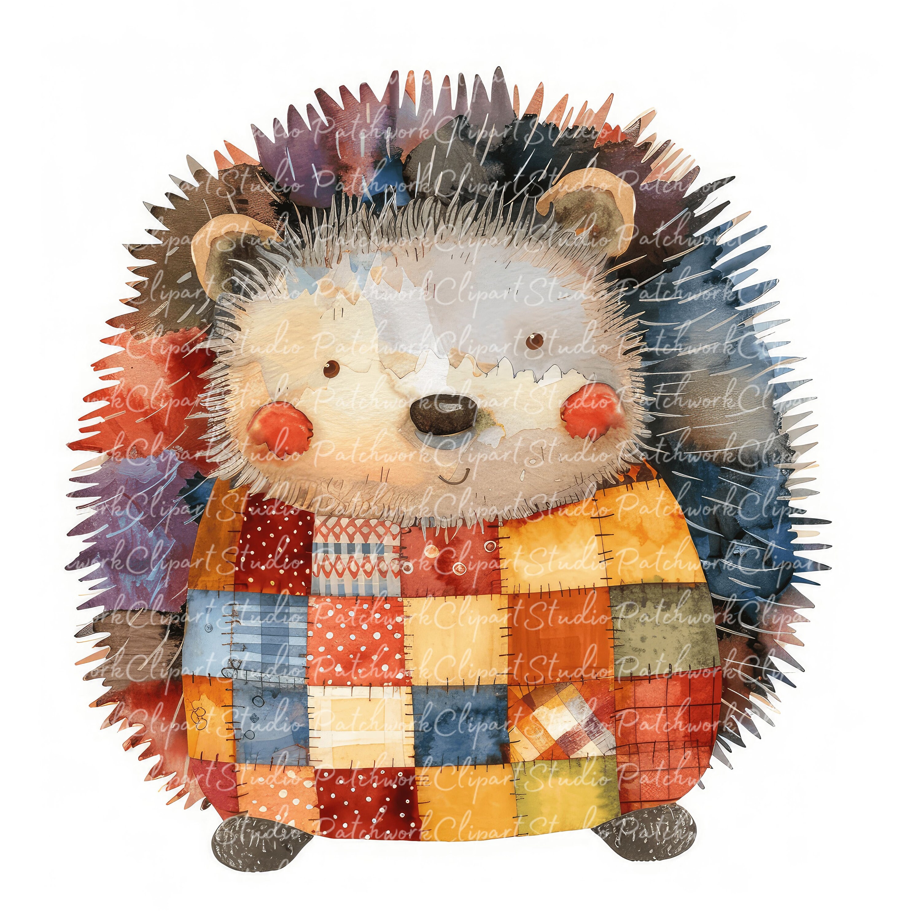 10 Hedgehogs Clipart Bundle, PNG & JPG, Printable Patchwork Hedgehog ...