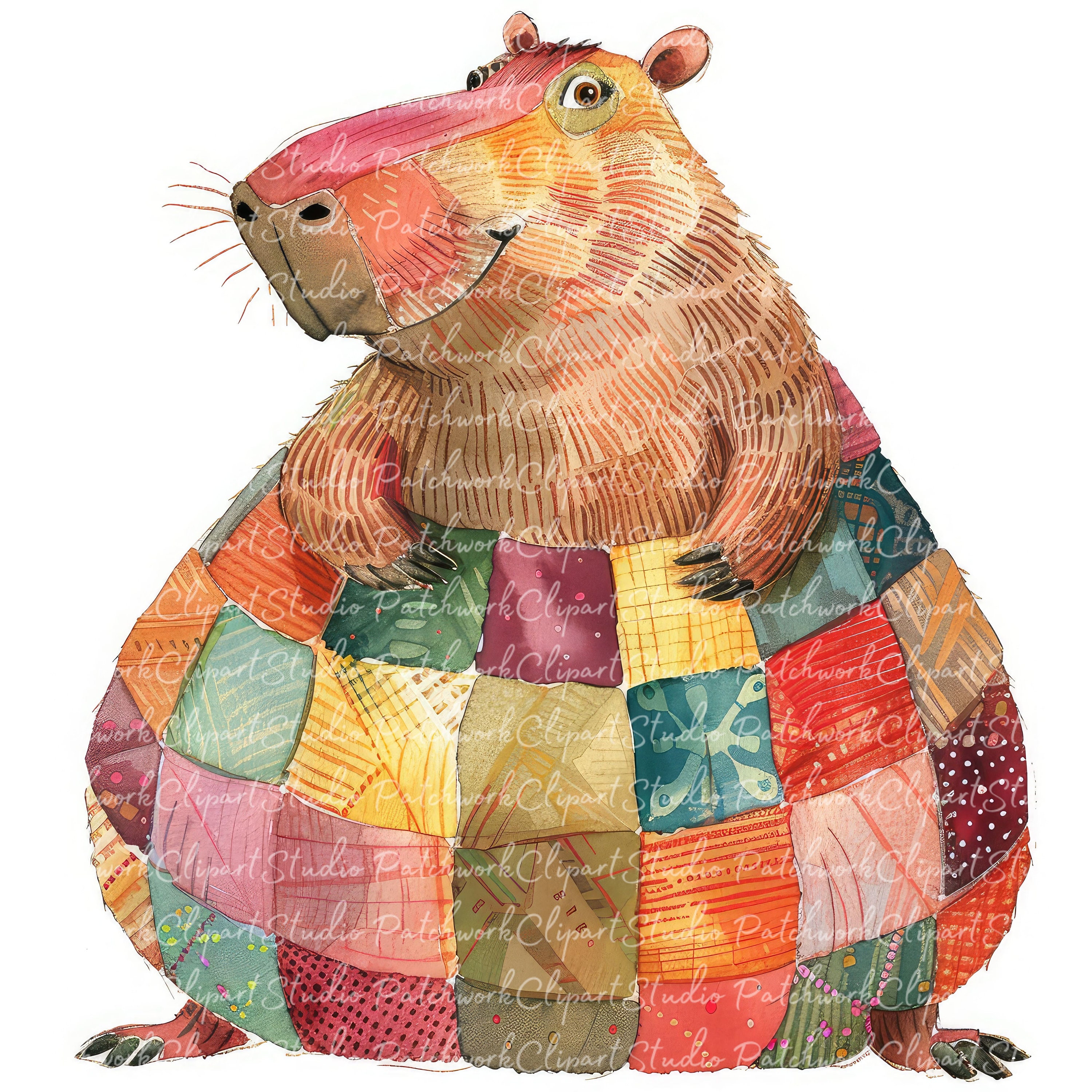 10 Capybaras Clipart Bundle, PNG & JPG, Printable Patchwork Capybara ...