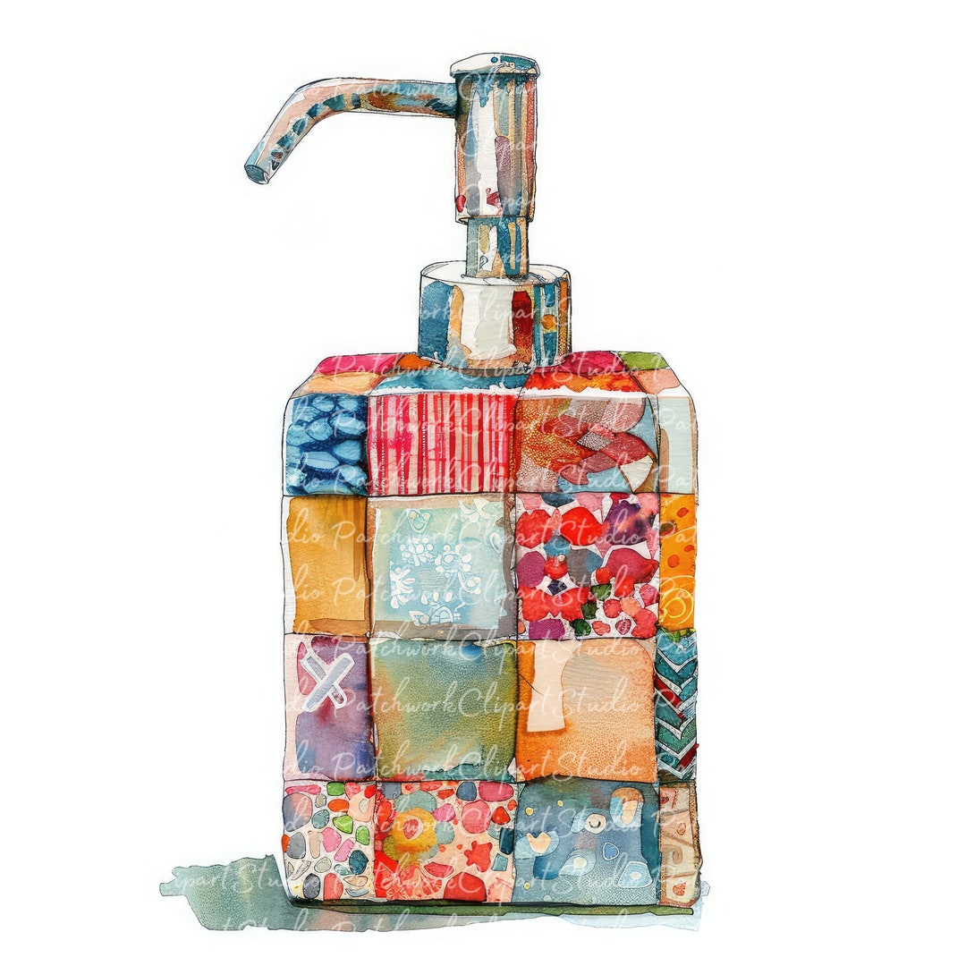 10 Soap Dispenser Clipart Bundle, PNG & JPG, Printable Patchwork, Soap ...