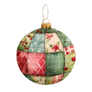 15 Christmas Bauble Clipart Bundle, PNG & JPG, Printable Patchwork ...