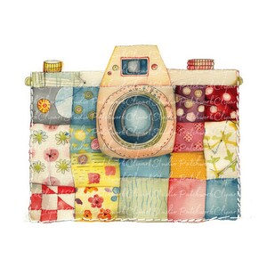 10 Cameras Clipart Bundle, PNG & JPG, Printable Patchwork Camera ...