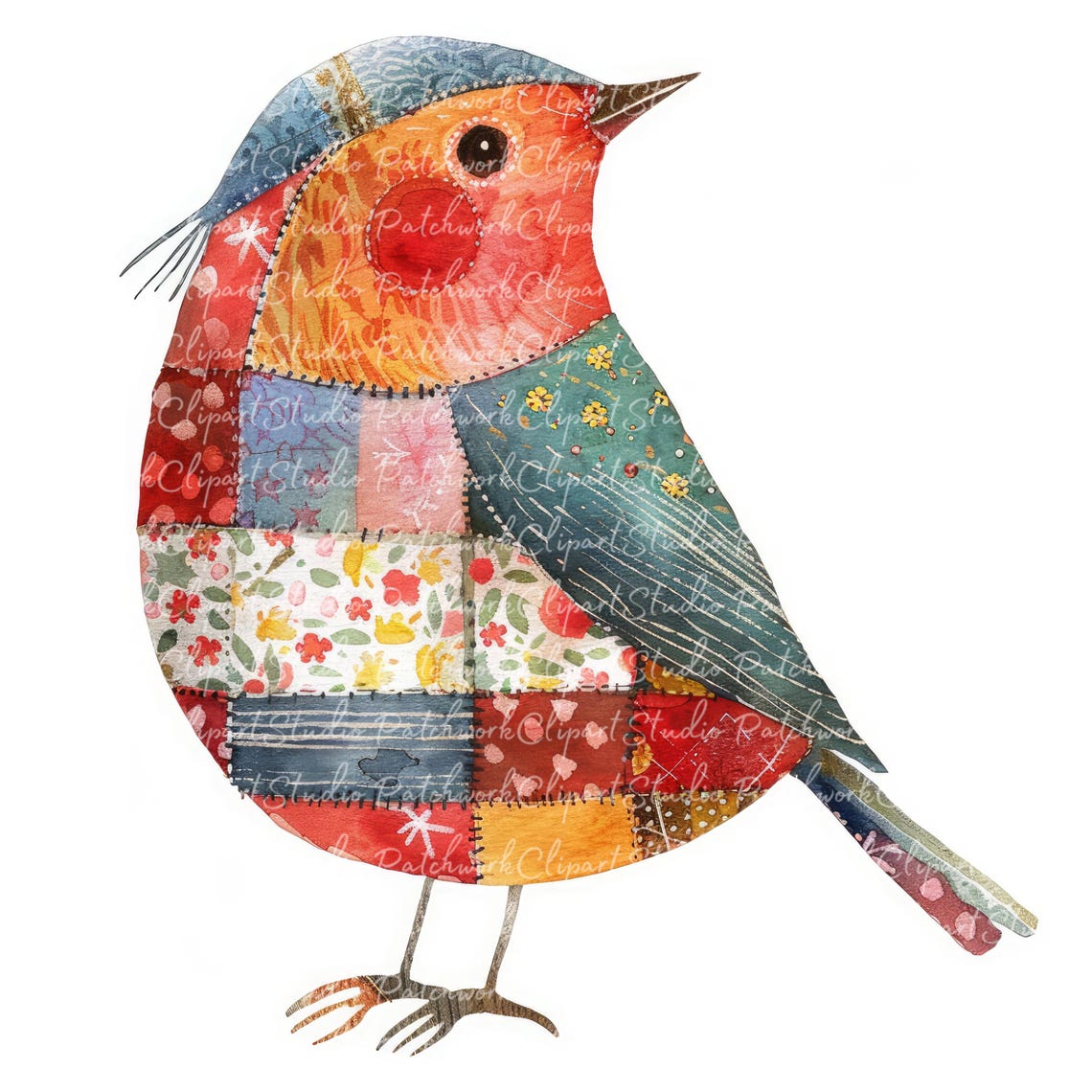 10 Robin Clipart Bundle, PNG & JPG, Printable Patchwork, Christmas ...