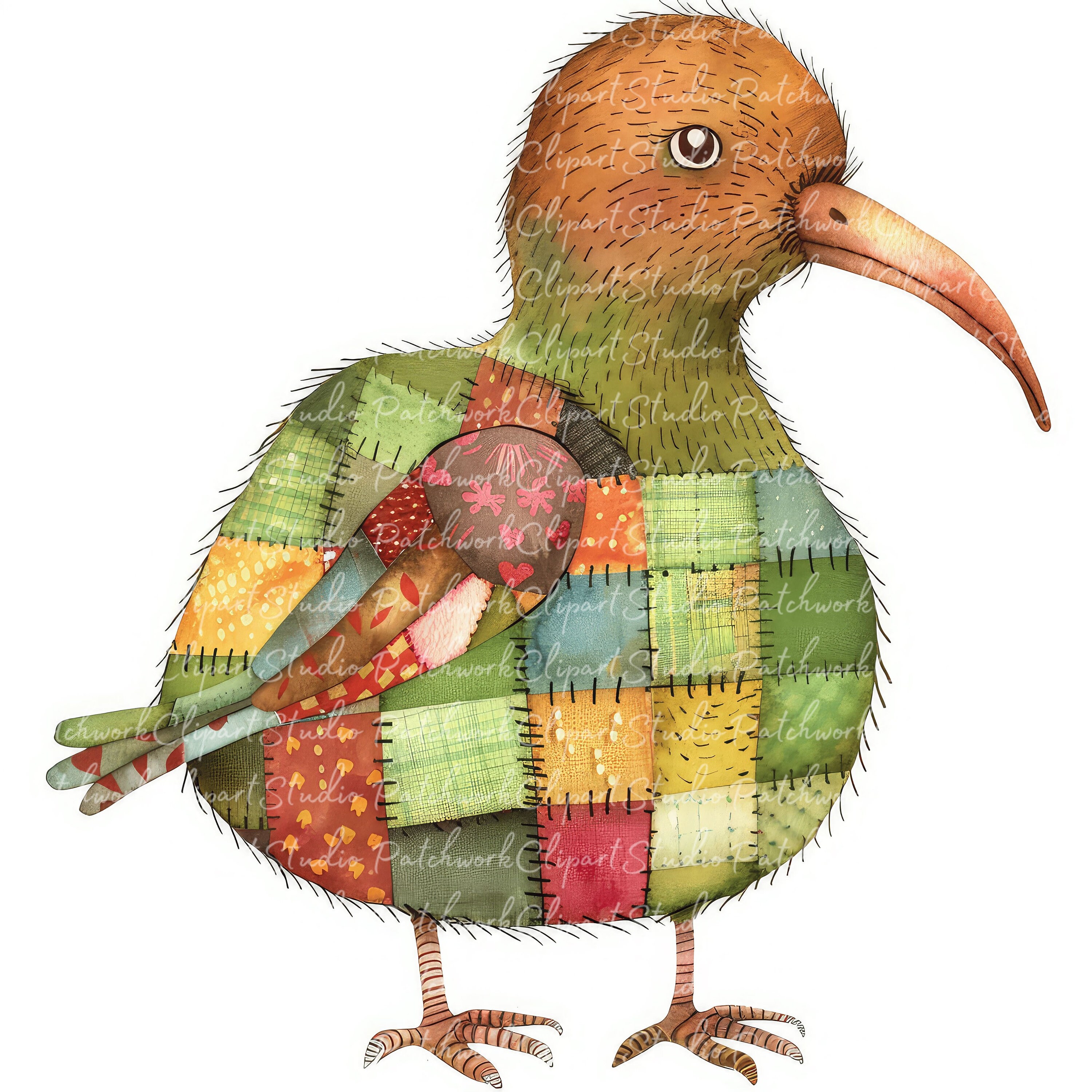 10 Kiwi Birds Clipart Bundle, PNG & JPG, Printable Patchwork Kiwi Bird ...
