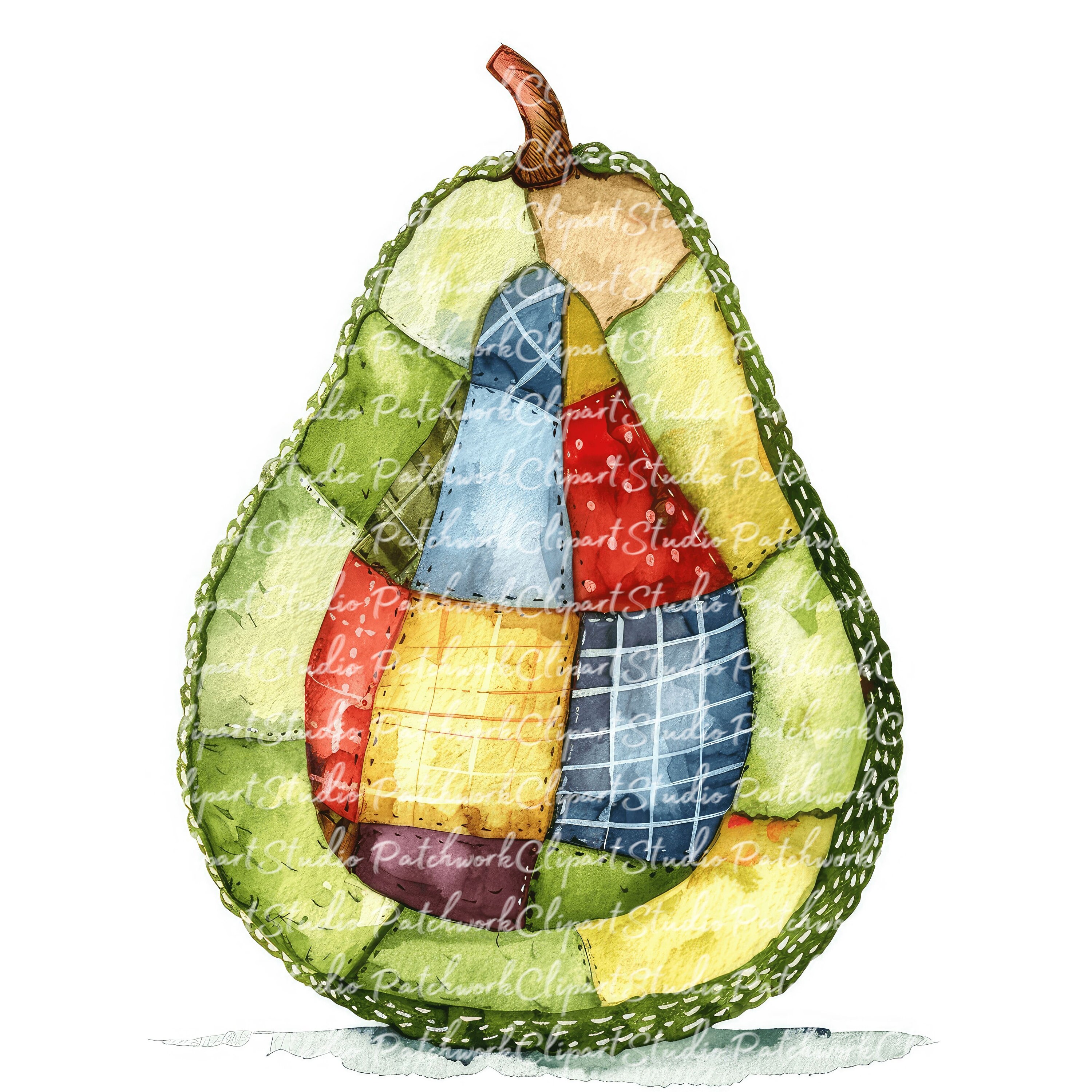 10 Avocados Clipart Bundle, PNG & JPG, Printable Patchwork Avocado ...
