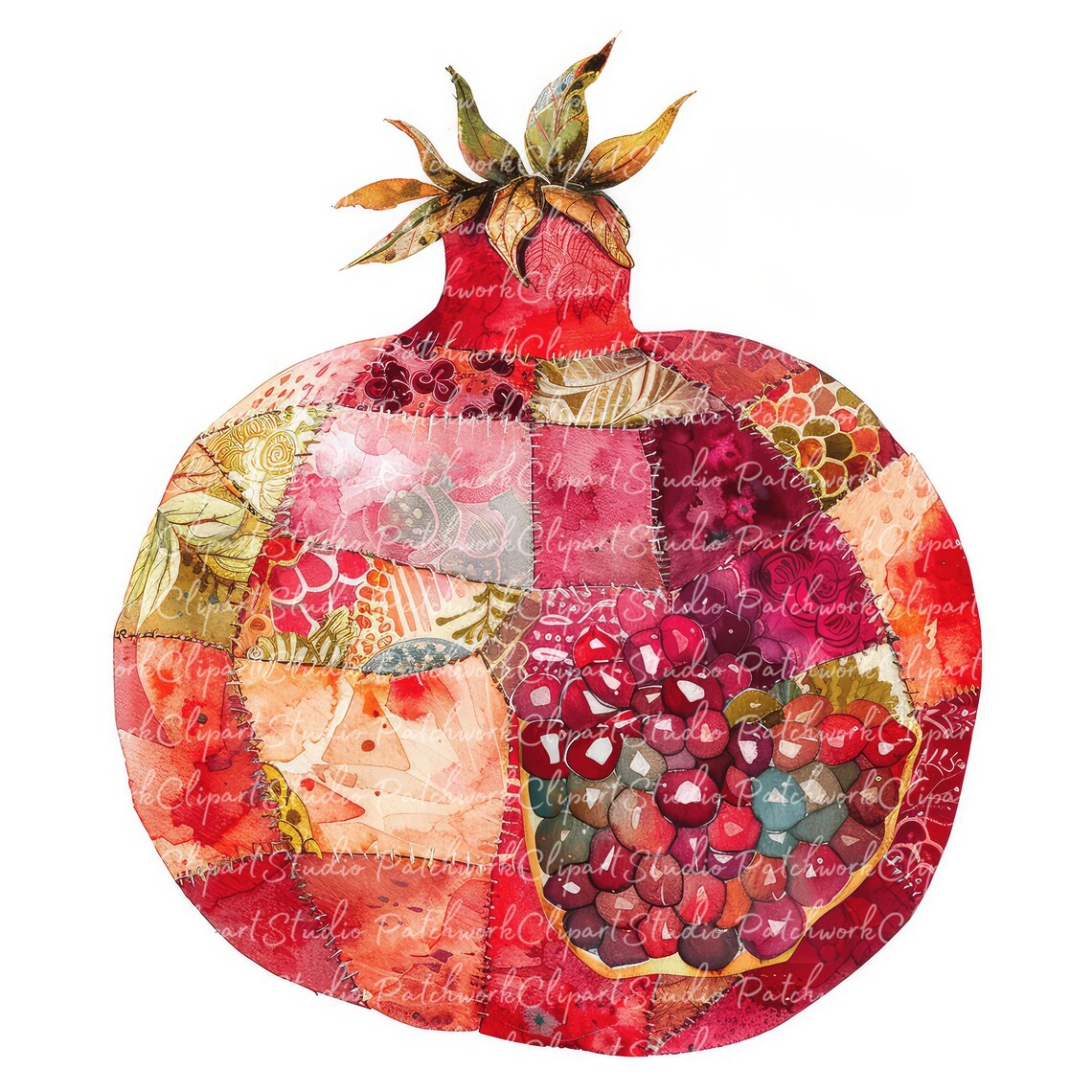 10 Pomegranates Clipart Bundle, PNG & JPG, Printable Patchwork ...