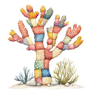 10 Coral Clipart Bundle, PNG & JPG, Printable Patchwork Corals ...