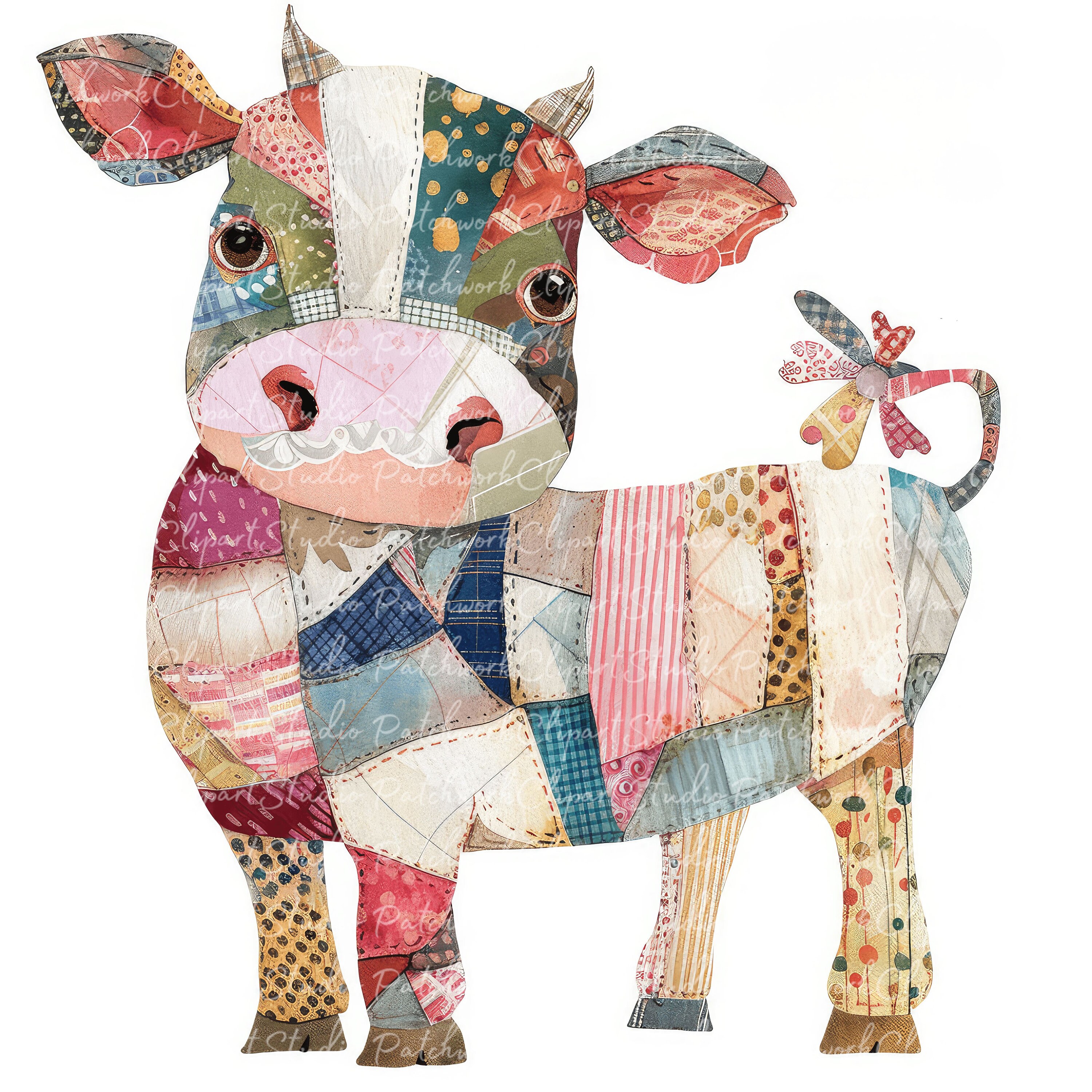 10 Cows Clipart Bundle, PNG & JPG, Printable Patchwork Cow ...