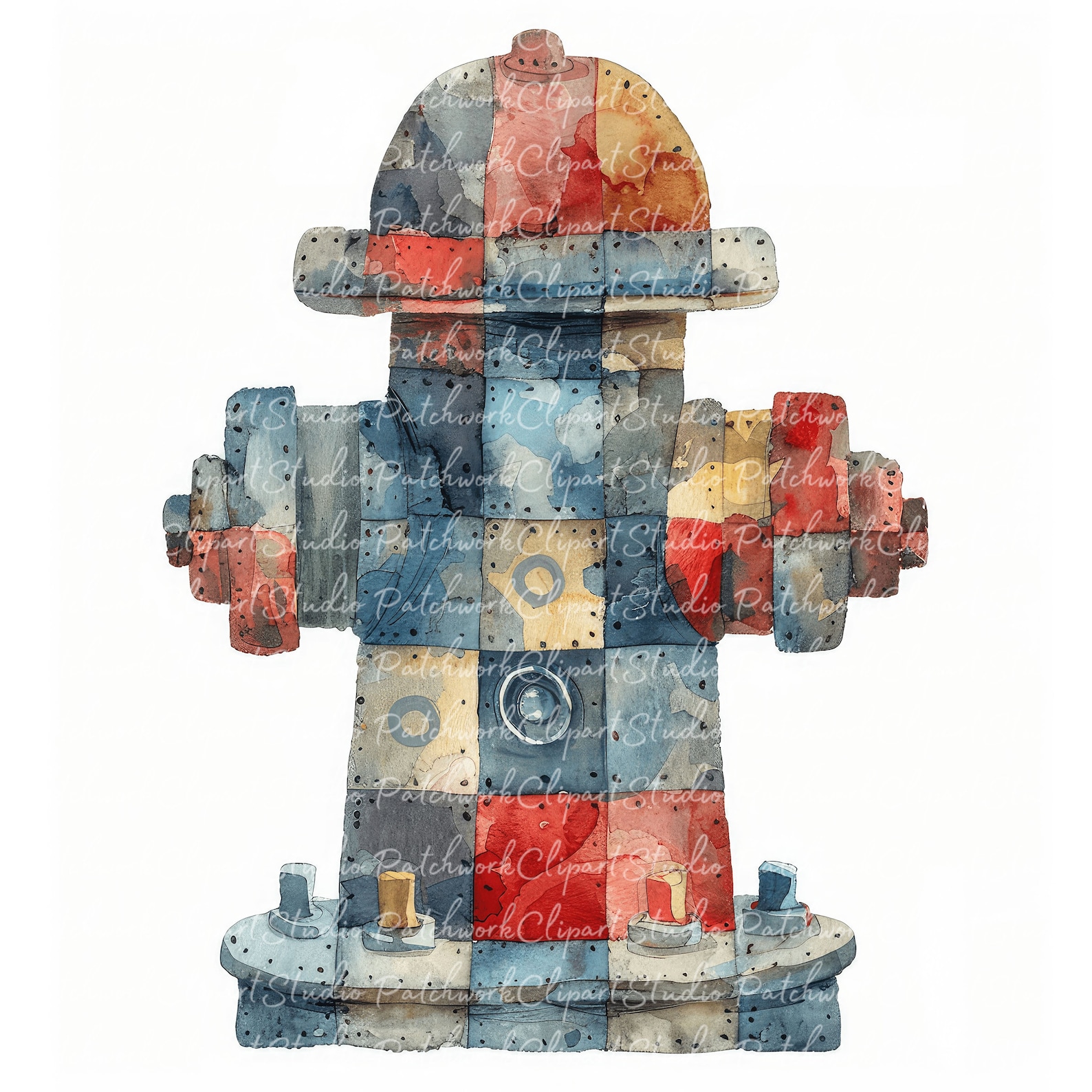 10 Fire Hydrants Clipart Bundle, PNG & JPG, Printable Patchwork Fire ...