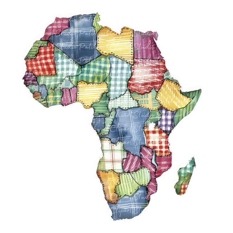 10 Africa Clipart Bundle, PNG & JPG, Printable Patchwork African ...