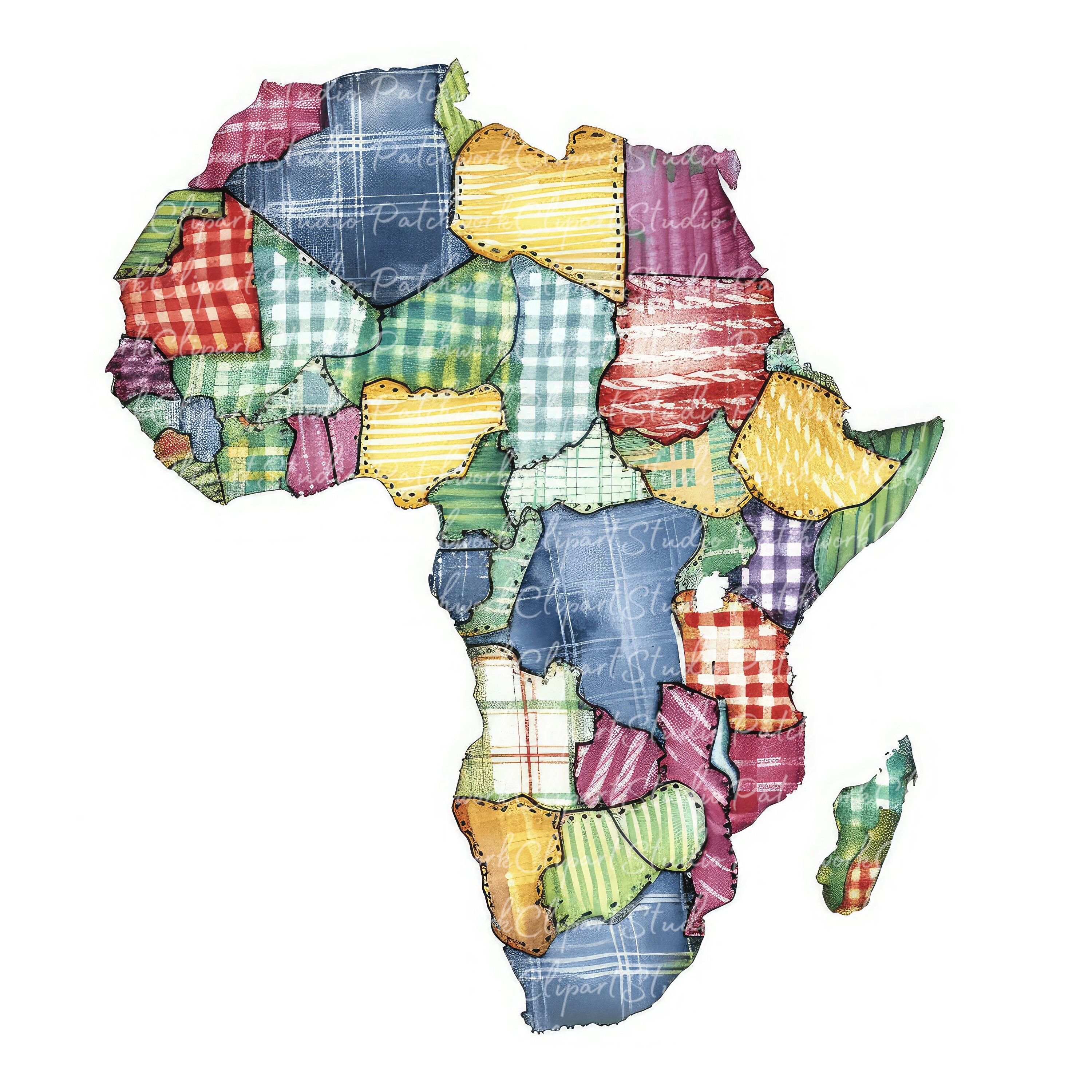 10 Africa Clipart Bundle, PNG & JPG, Printable Patchwork African ...