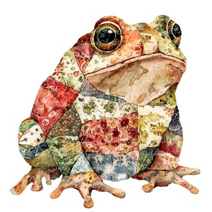 10 Toad Clipart Bundle, PNG & JPG, Printable Patchwork Toad ...