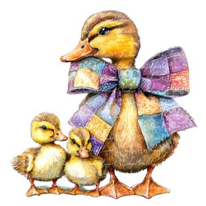 10 Duck and Ducklings Clipart Bundle, PNG & JPG, Printable Patchwork ...
