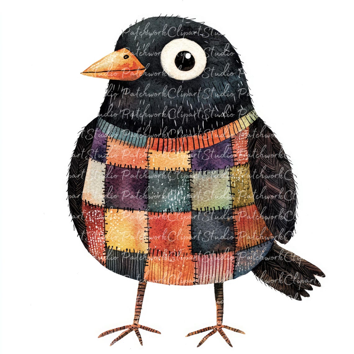 10 Autumn Crow Clipart Bundle, PNG & JPG, Printable Patchwork, Black ...