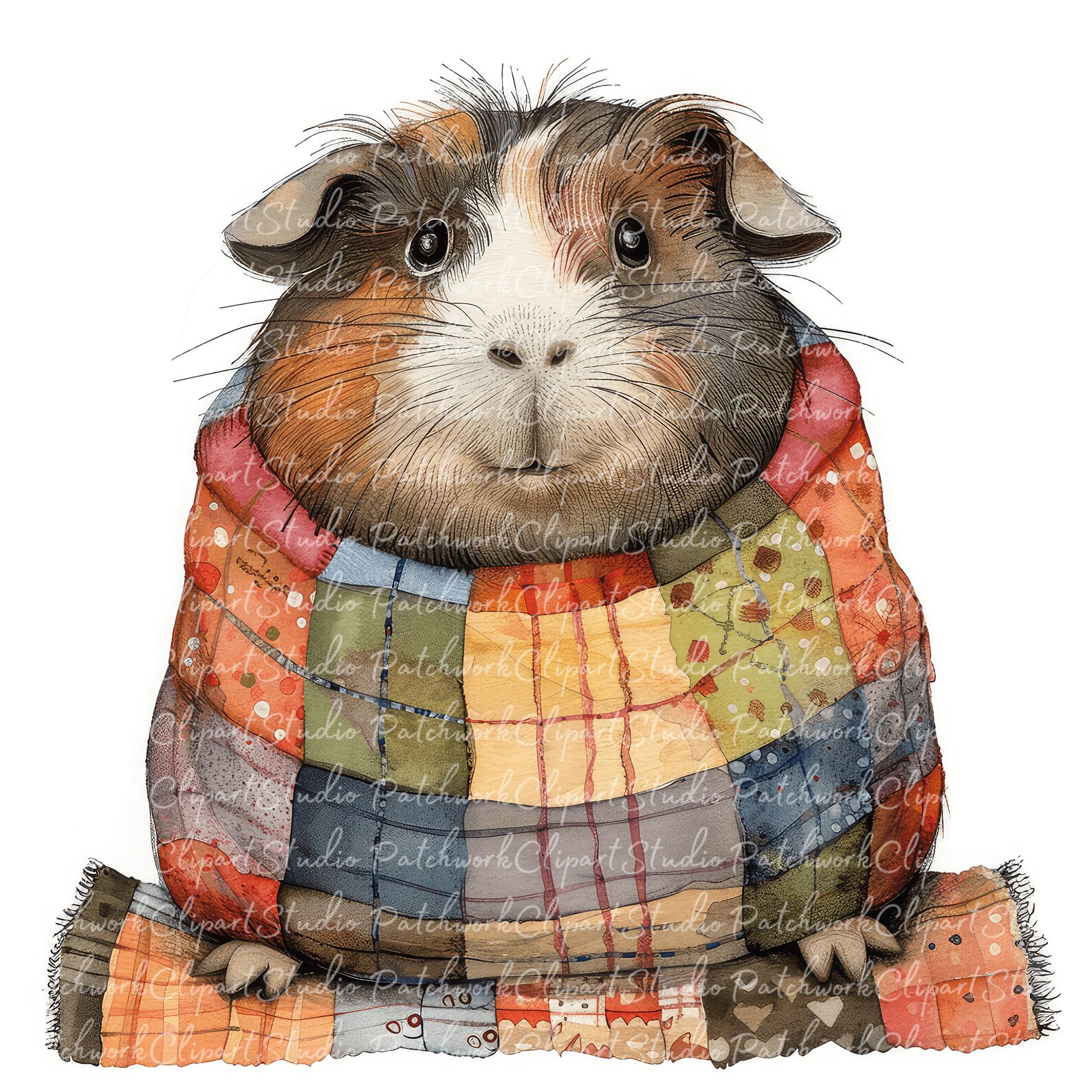 10 Guinea Pig Clipart Bundle, PNG & JPG, Printable Patchwork Rodent ...