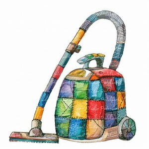 10 Vacuum Cleaner Clipart Bundle, PNG & JPG, Printable Patchwork ...