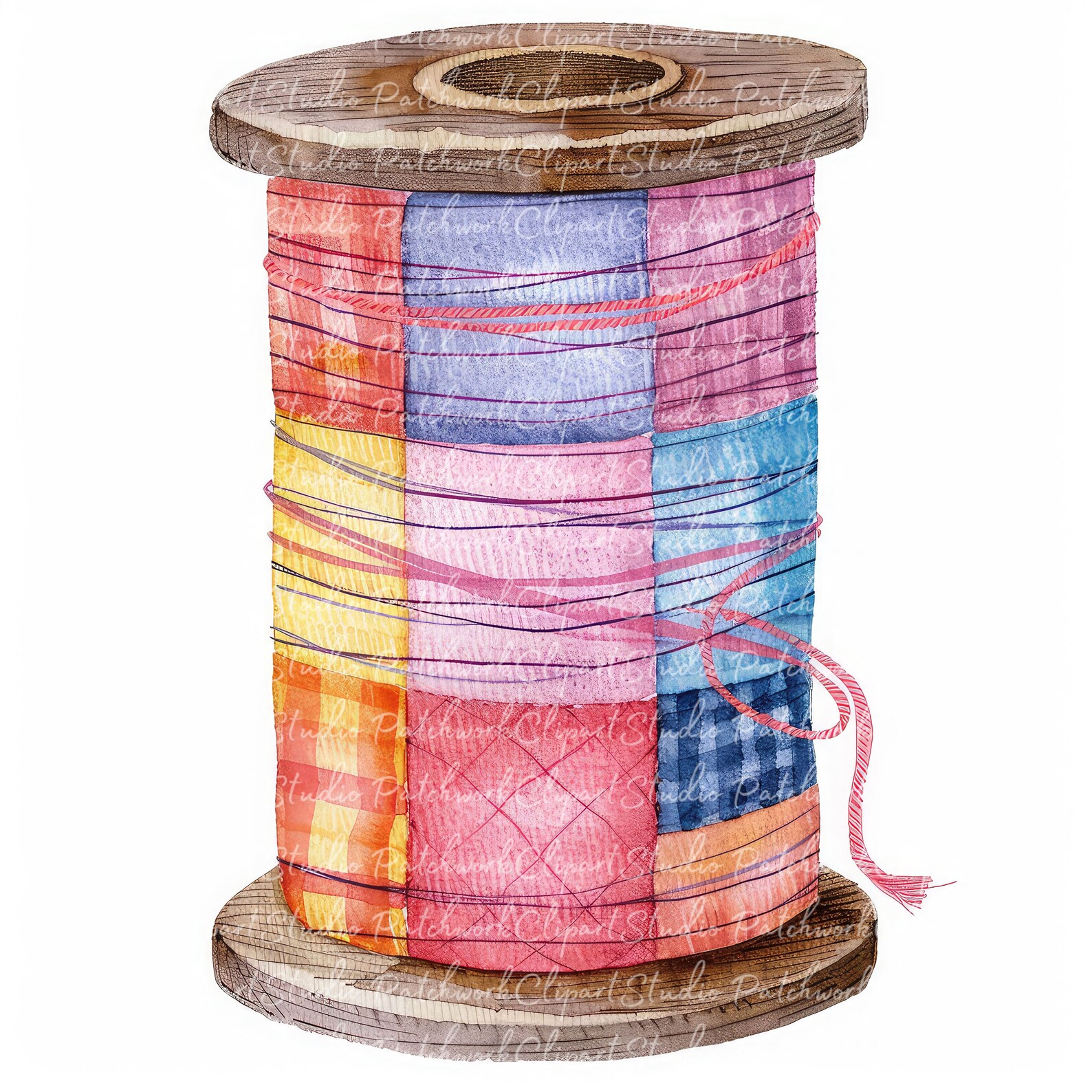 10 Spool of Thread Clipart Bundle, PNG & JPG, Printable Patchwork ...