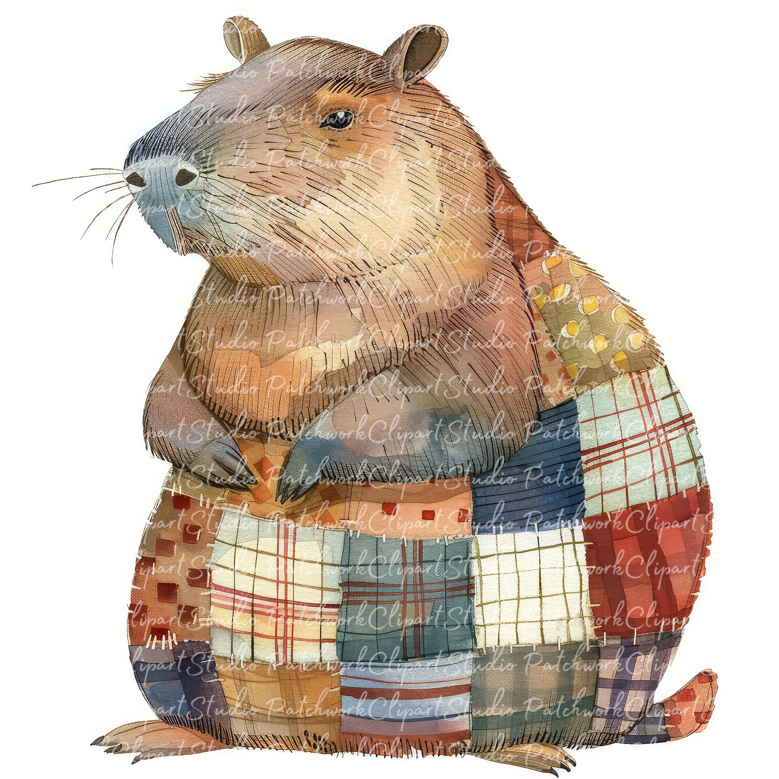 10 Capybaras Clipart Bundle, PNG & JPG, Printable Patchwork Capybara ...