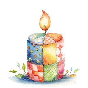 10 Candles Clipart Bundle, PNG & JPG, Printable Patchwork Candle ...