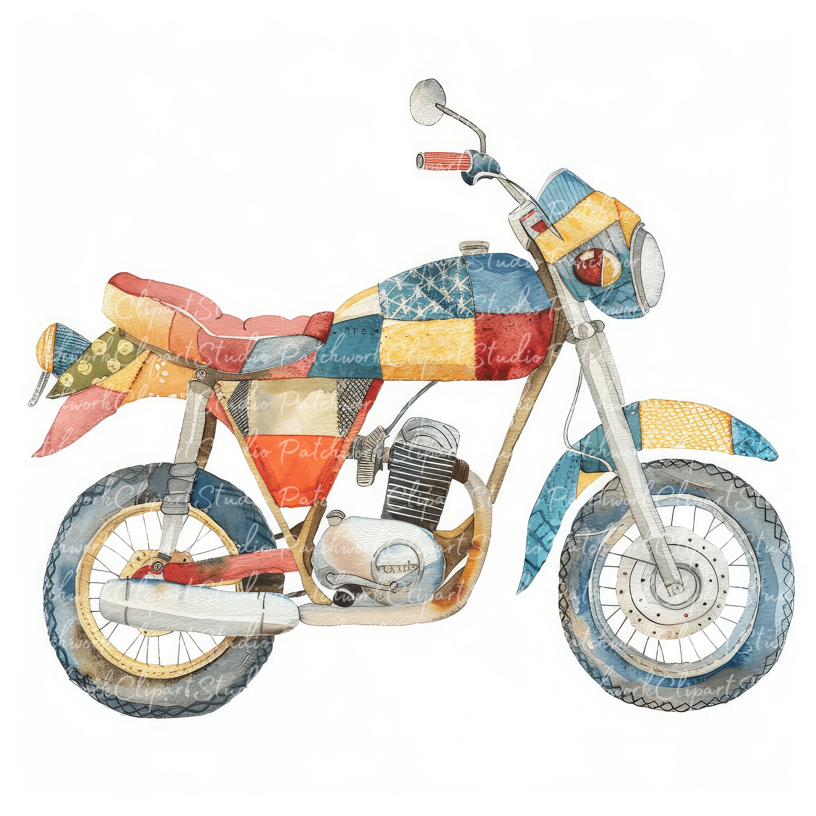 10 Motorcycles Clipart Bundle, PNG & JPG, Printable Patchwork ...