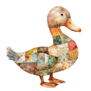 10 Ducks Clipart Bundle, PNG & JPG, Printable Patchwork Duck ...