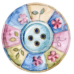 10 Buttons Clipart Bundle, PNG & JPG, Printable Patchwork Button ...