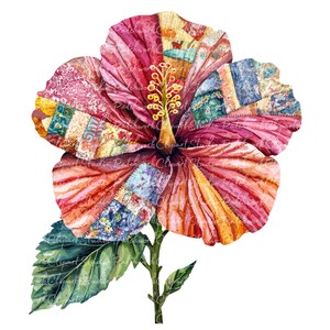 10 Hibiscus Clipart Bundle, PNG & JPG, Printable Patchwork ...