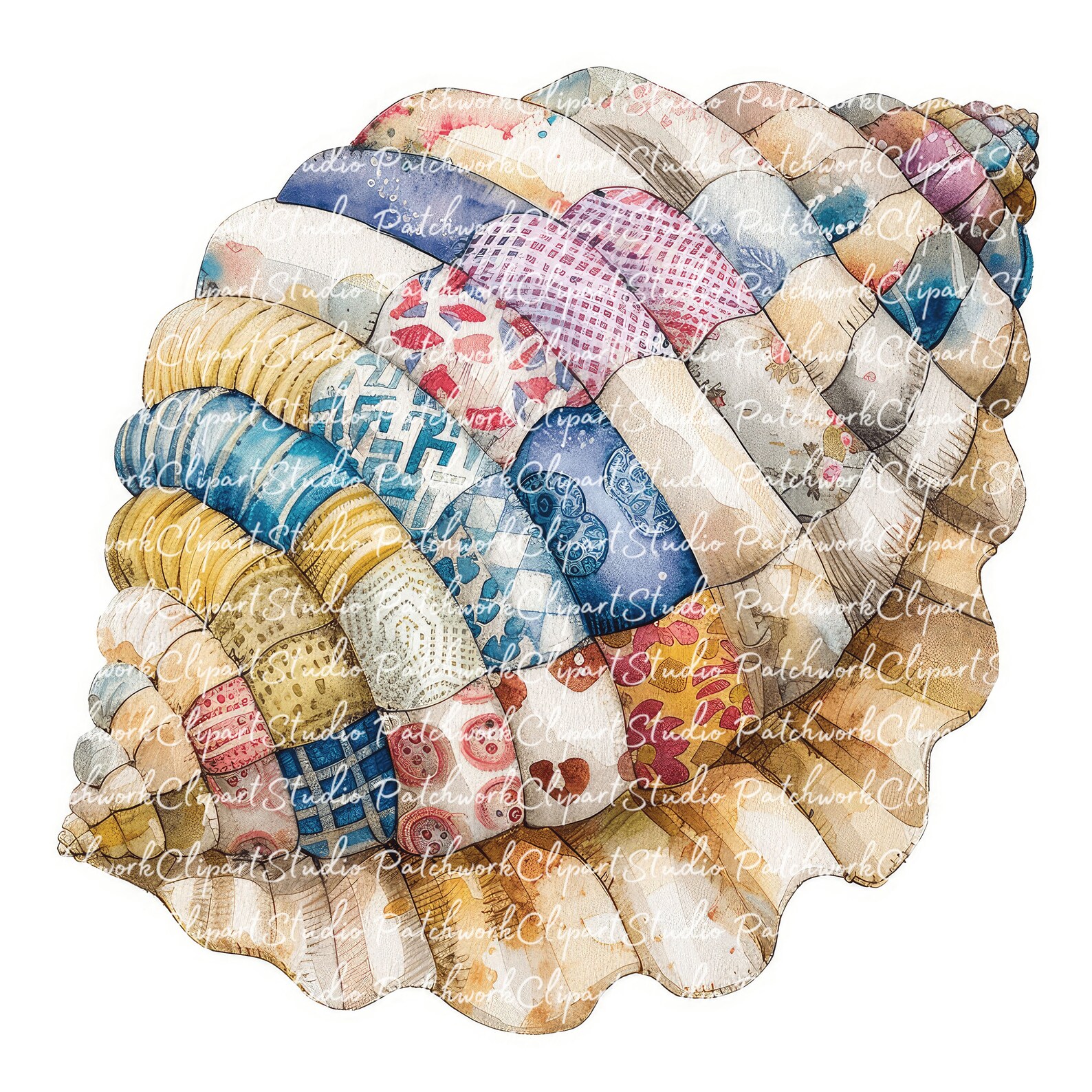 10 Shells Clipart Bundle, PNG & JPG, Printable Patchwork Shell ...