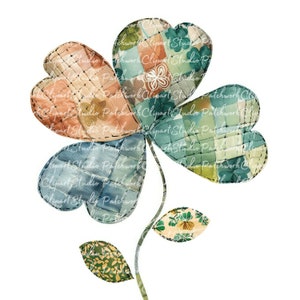 10 Clovers Clipart Bundle, PNG & JPG, Printable Patchwork Green Clover ...