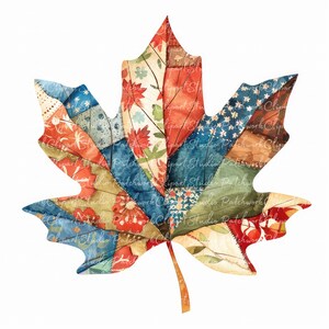 10 Leaves Clipart Bundle, PNG & JPG, Printable Patchwork Leaf ...