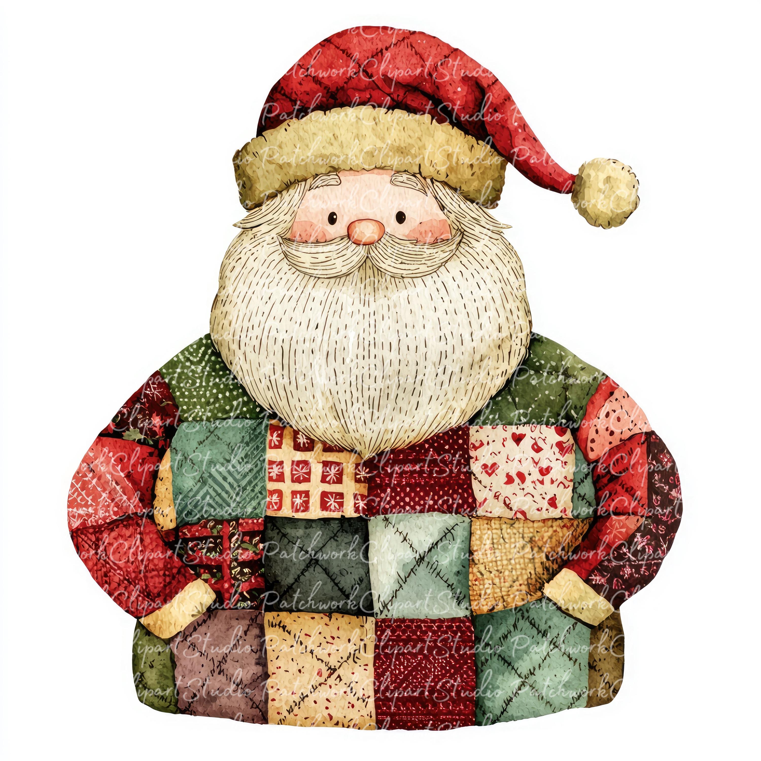 10 Santa Claus Clipart Bundle, PNG & JPG, Printable Patchwork ...